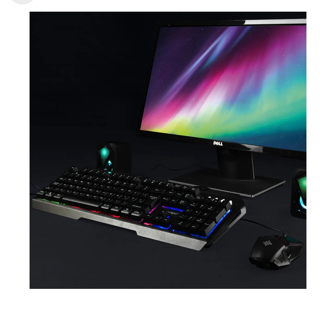 Intempo Gaming Keyboard USB Wired 6D Mouse Set LED Colour Changing Lig ...