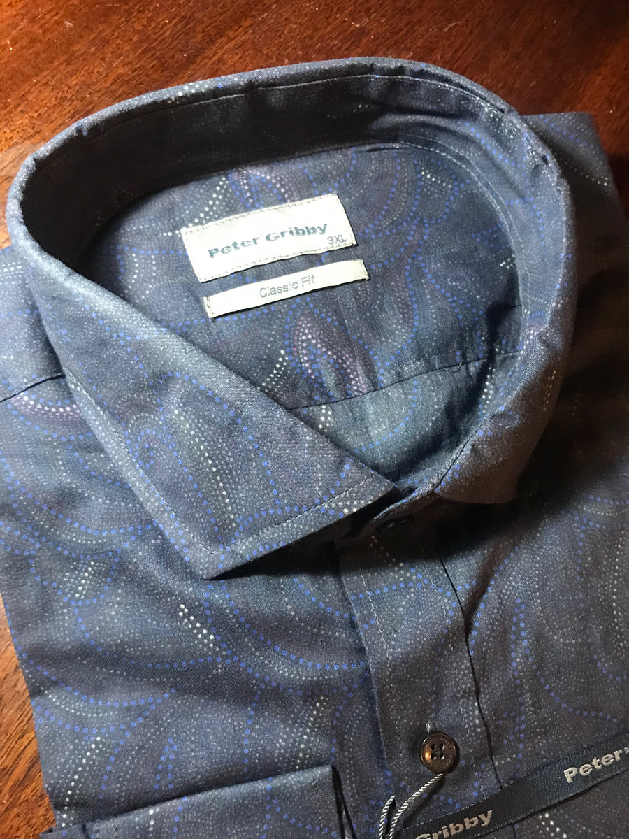 Peter Gribby King-Size Black /Lilac Paisley Patterned Men's Shirt ...